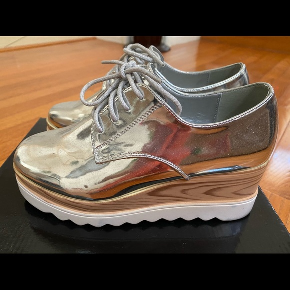 Wanted | Shoes | Wanted Lace Up Platform Metallic Shoes | Poshmark